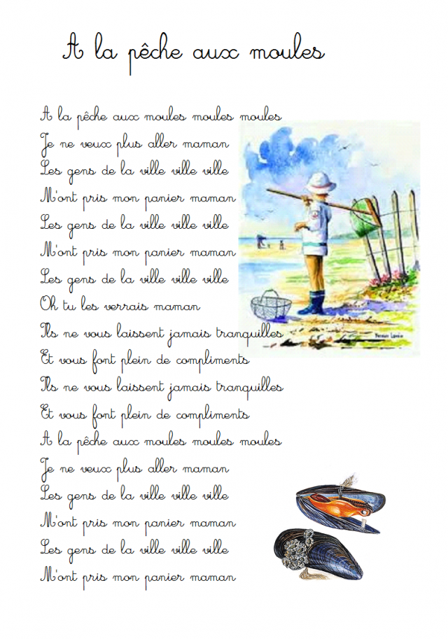 Comptines sur la mer et les poissons en maternelle