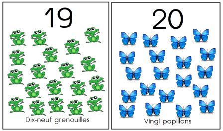 Affichage des nombres de 1 à 10 et de 1 à 20 en maternelle