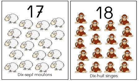 Affichage des nombres de 1 à 10 et de 1 à 20 en maternelle