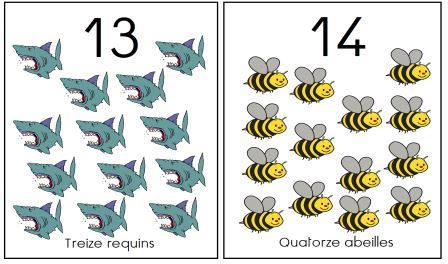 Affichage des nombres de 1 à 10 et de 1 à 20 en maternelle