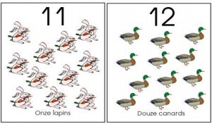 Affichage des nombres de 1 à 10 et de 1 à 20 en maternelle