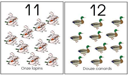 Affichage des nombres de 1 à 10 et de 1 à 20 en maternelle