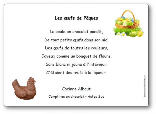 Chansons et comptines de Pâques pour maternelle à imprimer