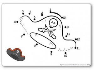 Le jeu des points à relier sur le thème des pirates