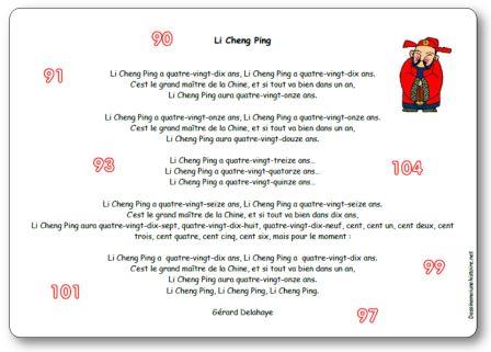 Chanson Li Cheng Ping de Gérard Delahaye illustrée à imprimer