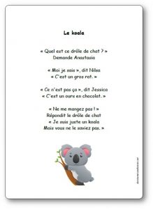 Comptine "Le koala" - Paroles illustrées de la comptine le koala