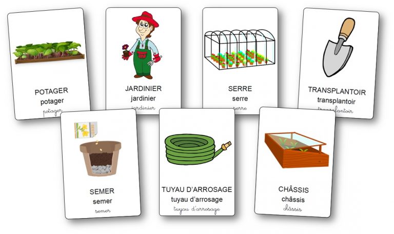 Imagier des outils du jardinier et des plantes - Imagier du jardinage