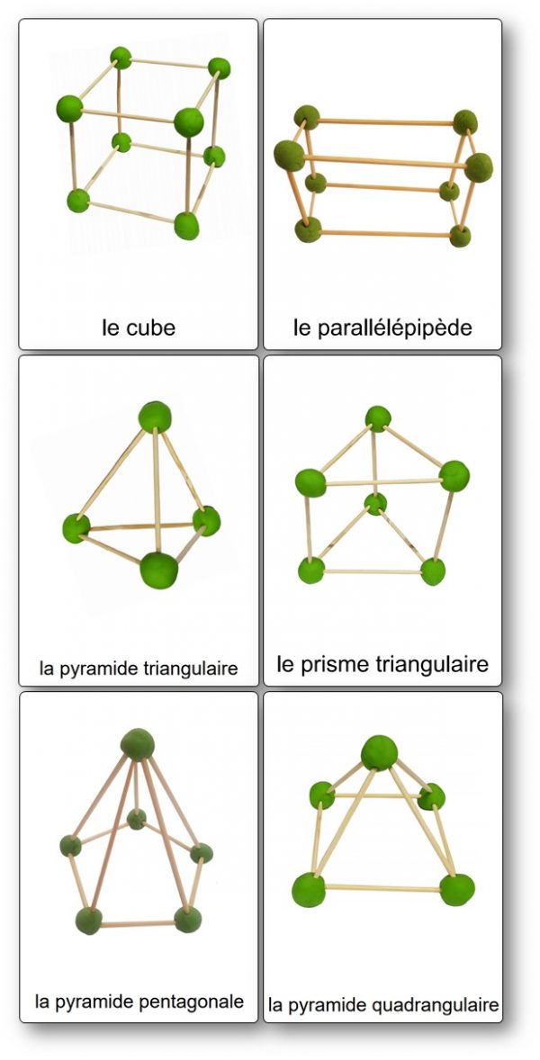 Des formes géométriques en pâte à modeler et piques à brochettes ...