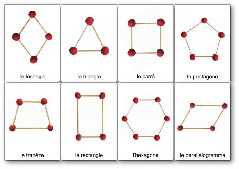 Des formes géométriques en pâte à modeler et piques à brochettes ...