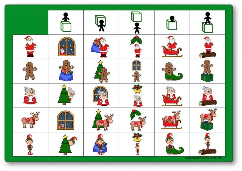 Le tableau à double entrée de Noël - Moyenne et grande section