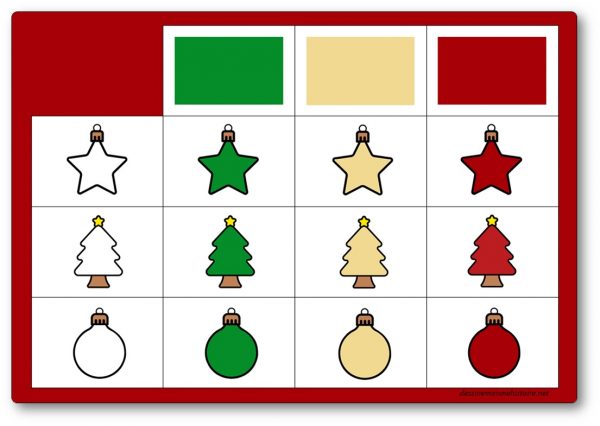 Le tableau à double entrée de Noël - Moyenne et grande section