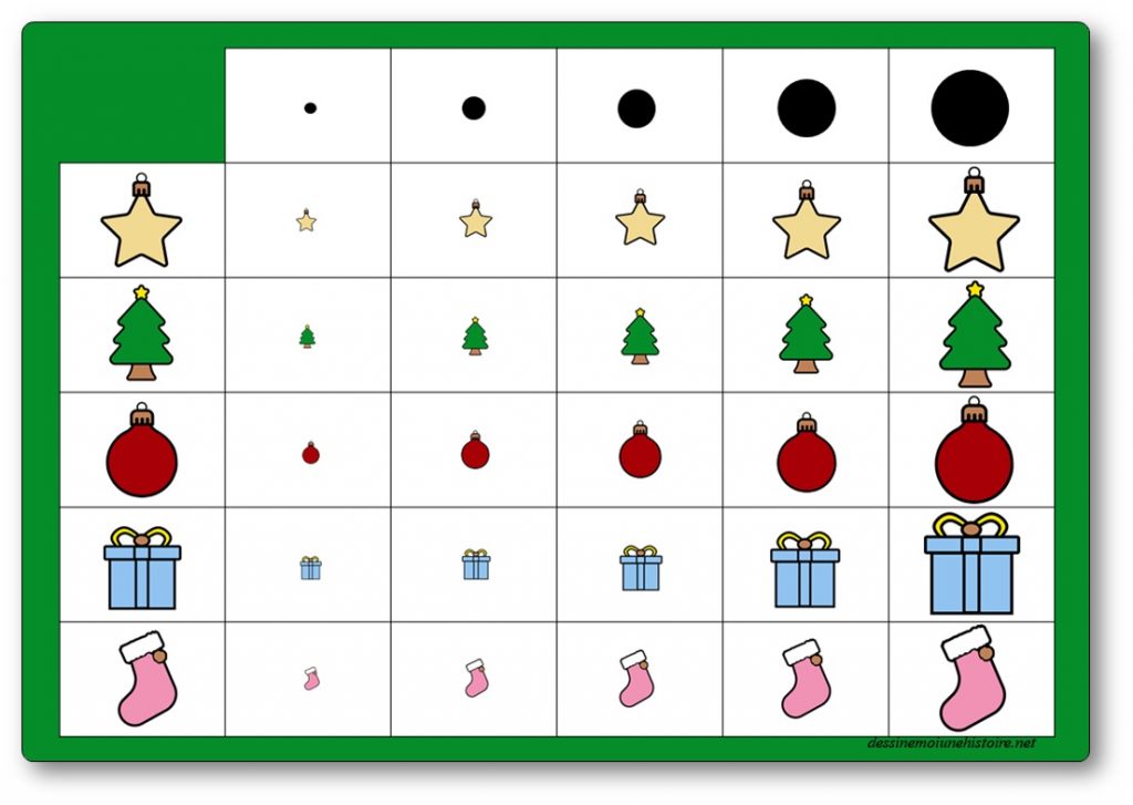 Le tableau à double entrée de Noël - Moyenne et grande section