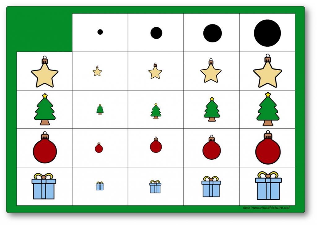 Le tableau à double entrée de Noël - Moyenne et grande section