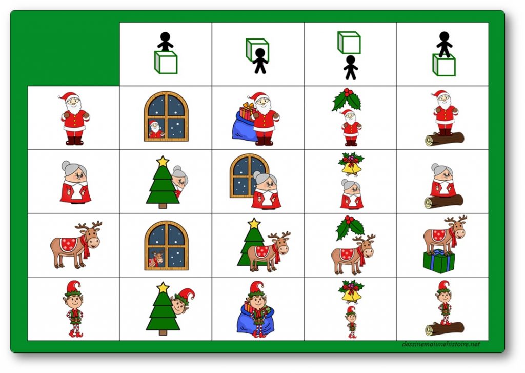 Le tableau à double entrée de Noël - Moyenne et grande section