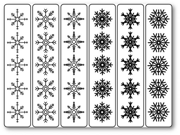 Cartes et bandes graphiques des flocons de neige - Dessins à imprimer