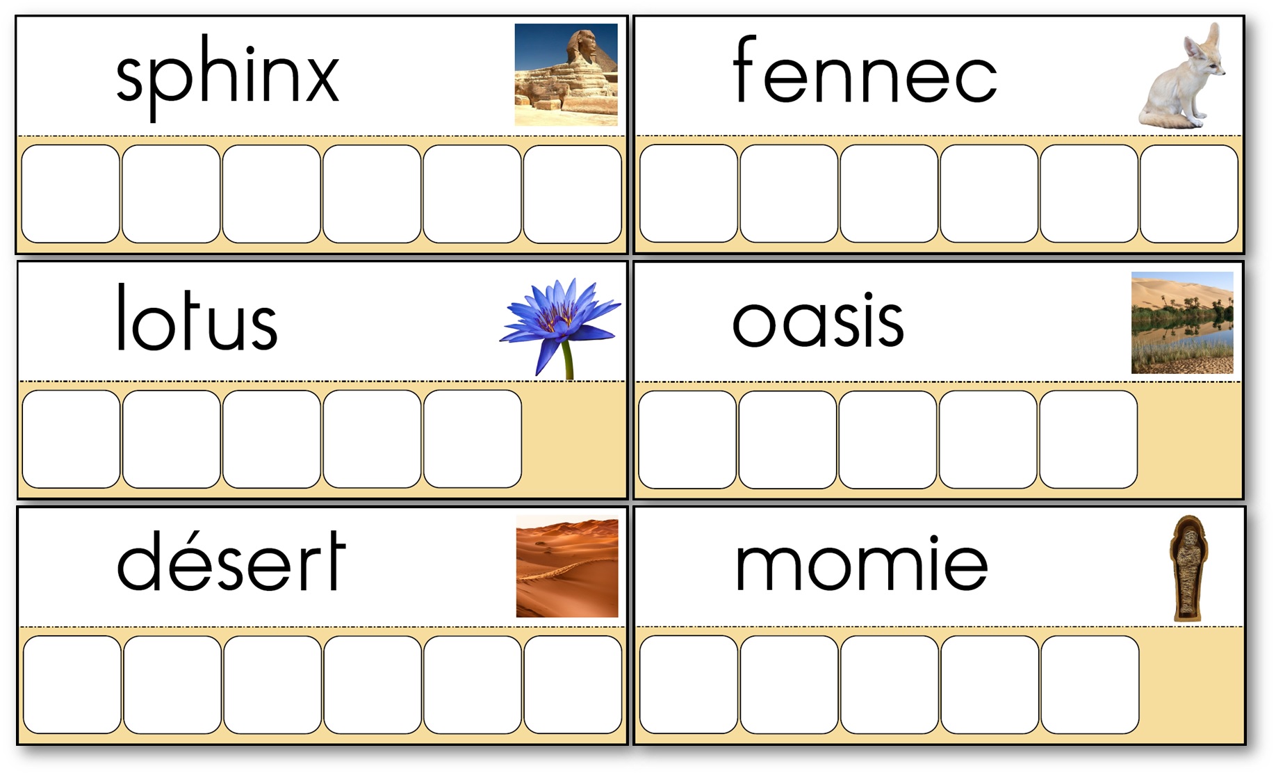 L'atelier des mots de l'Egypte pour apprendre à reconstituer des mots ...