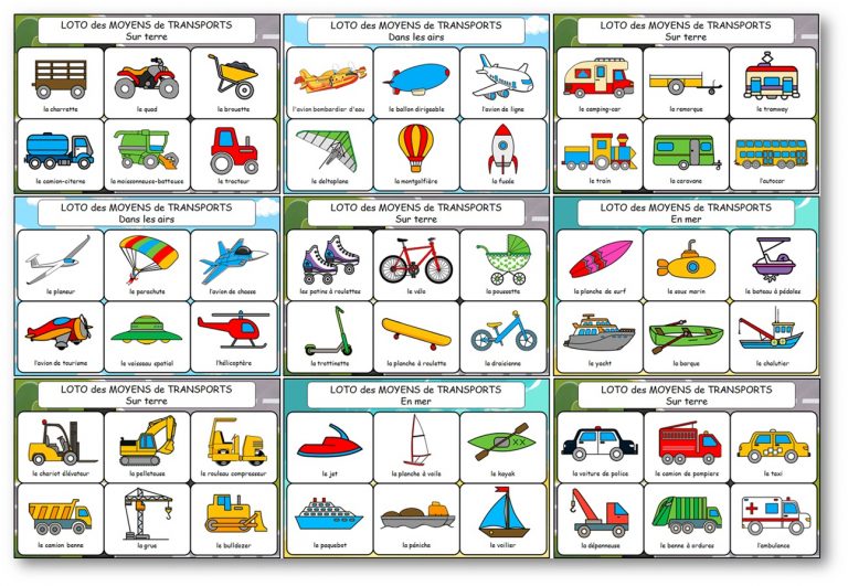 Le loto des moyens de transport Loto des moyens de transport - Sur ...