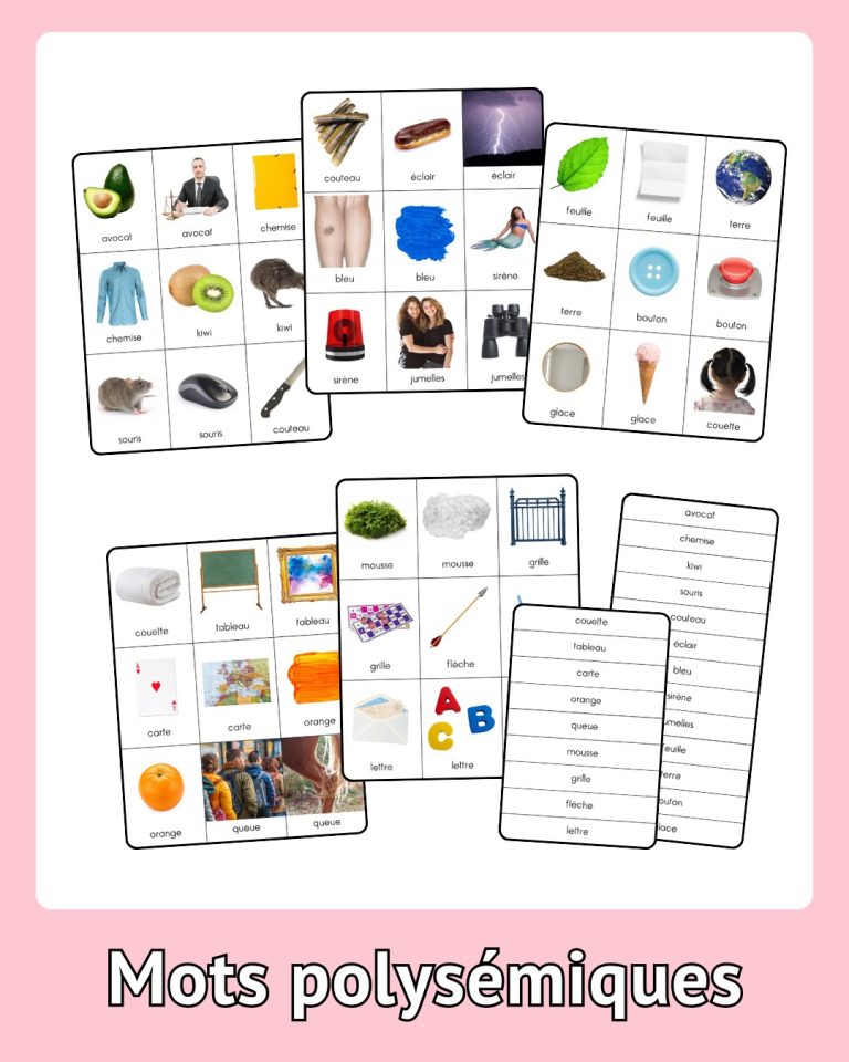 Cartes de mots polysémiques à imprimer : enrichir le vocabulaire en ...