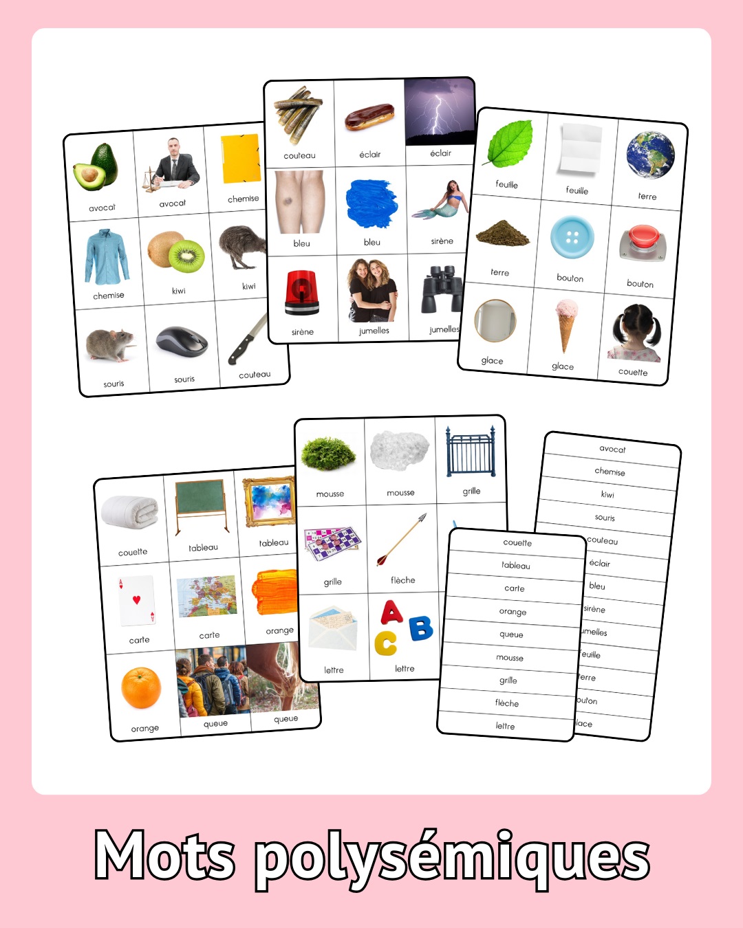 Cartes de mots polysémiques à imprimer : enrichir le vocabulaire en ...