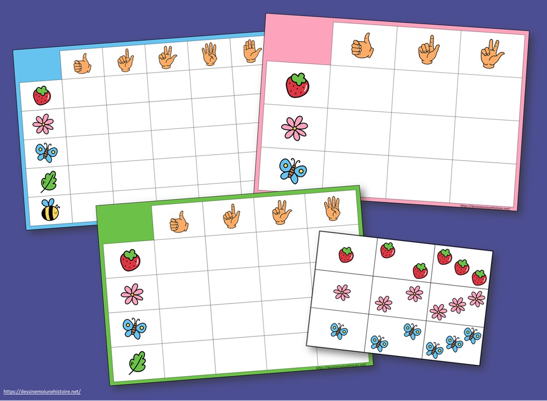 Tableaux à double entrée maternelle – Thème du printemps à imprimer