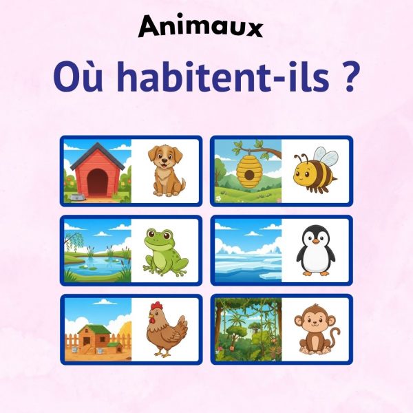 Puzzle d’association animaux et habitat à imprimer – Jeu pédagogique ...