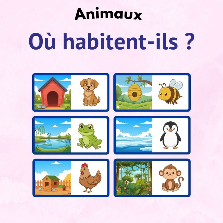 Puzzle d’association animaux et habitat à imprimer – Jeu pédagogique ...